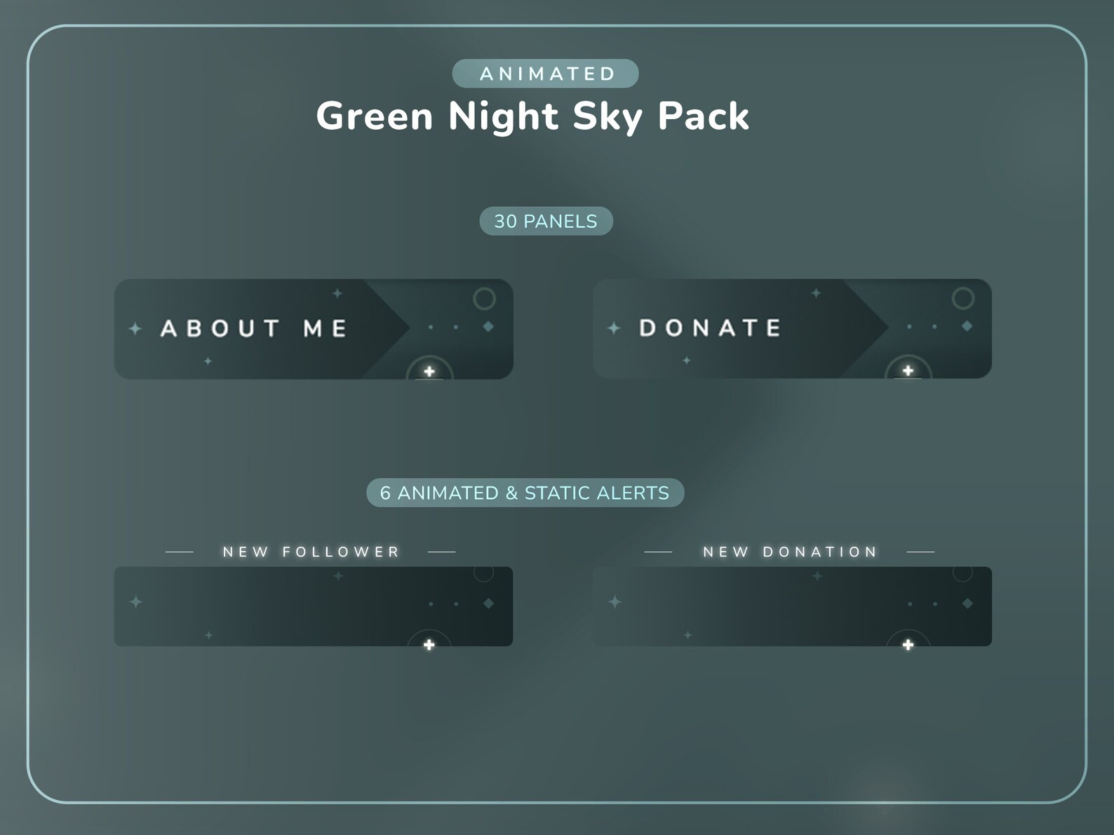 Green Night Sky Animated Stream Pack | Twitch Overlays, Vtuber Just ...