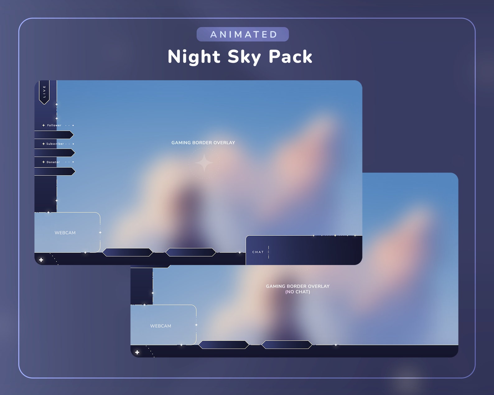 Night Sky Animated Stream Pack | Twitch Overlays, Vtuber Just Chatting ...