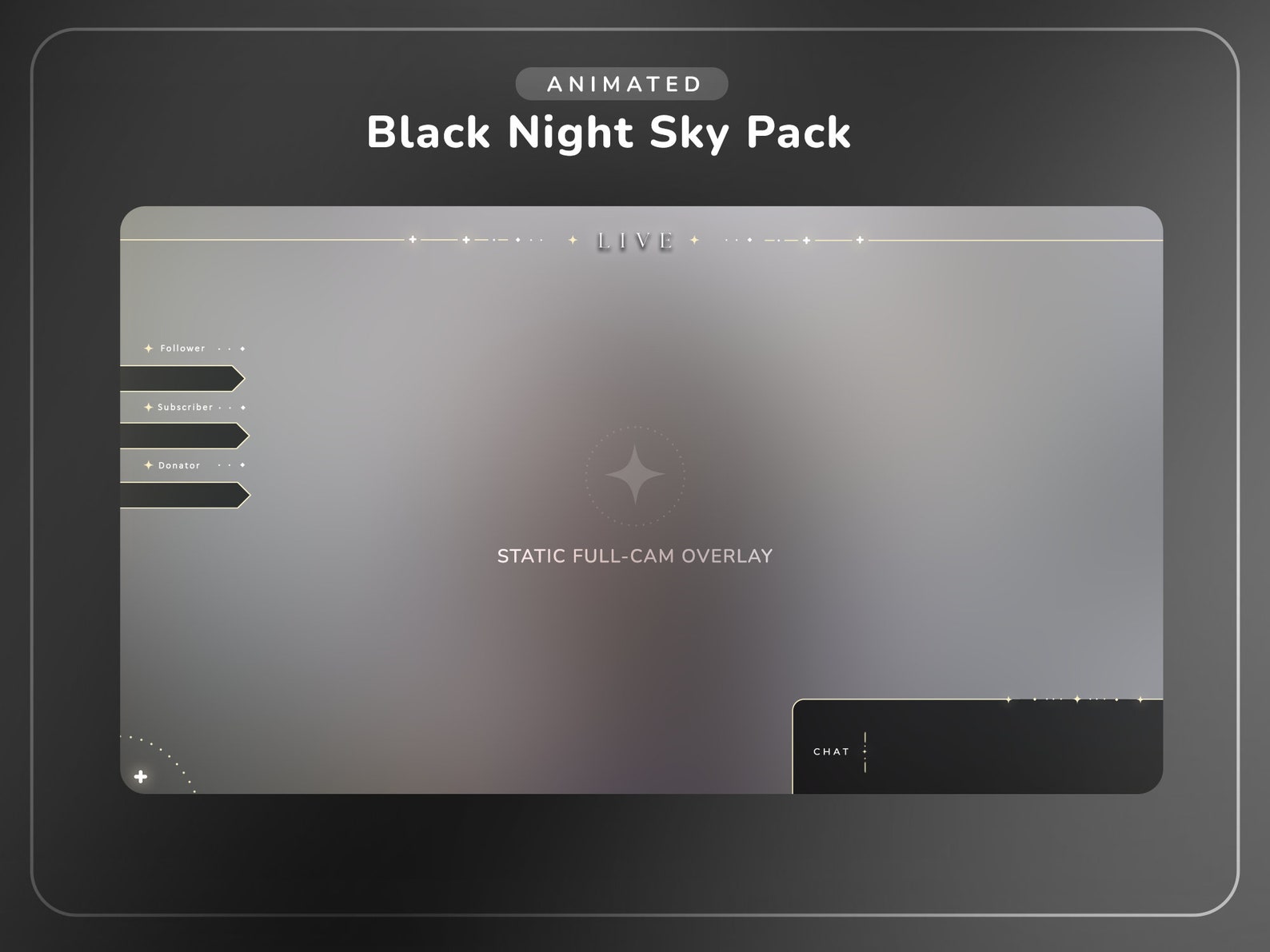 Black Night Sky Animated Stream Pack | Twitch Overlays, Vtuber Just ...
