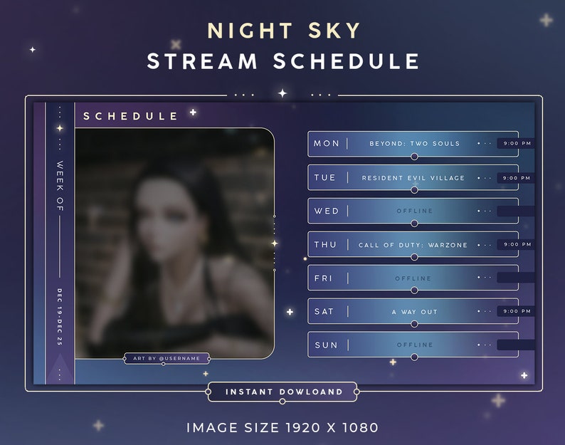 Mighty Galaxy Twitch Stream Schedule Weekly Template PSD - Etsy