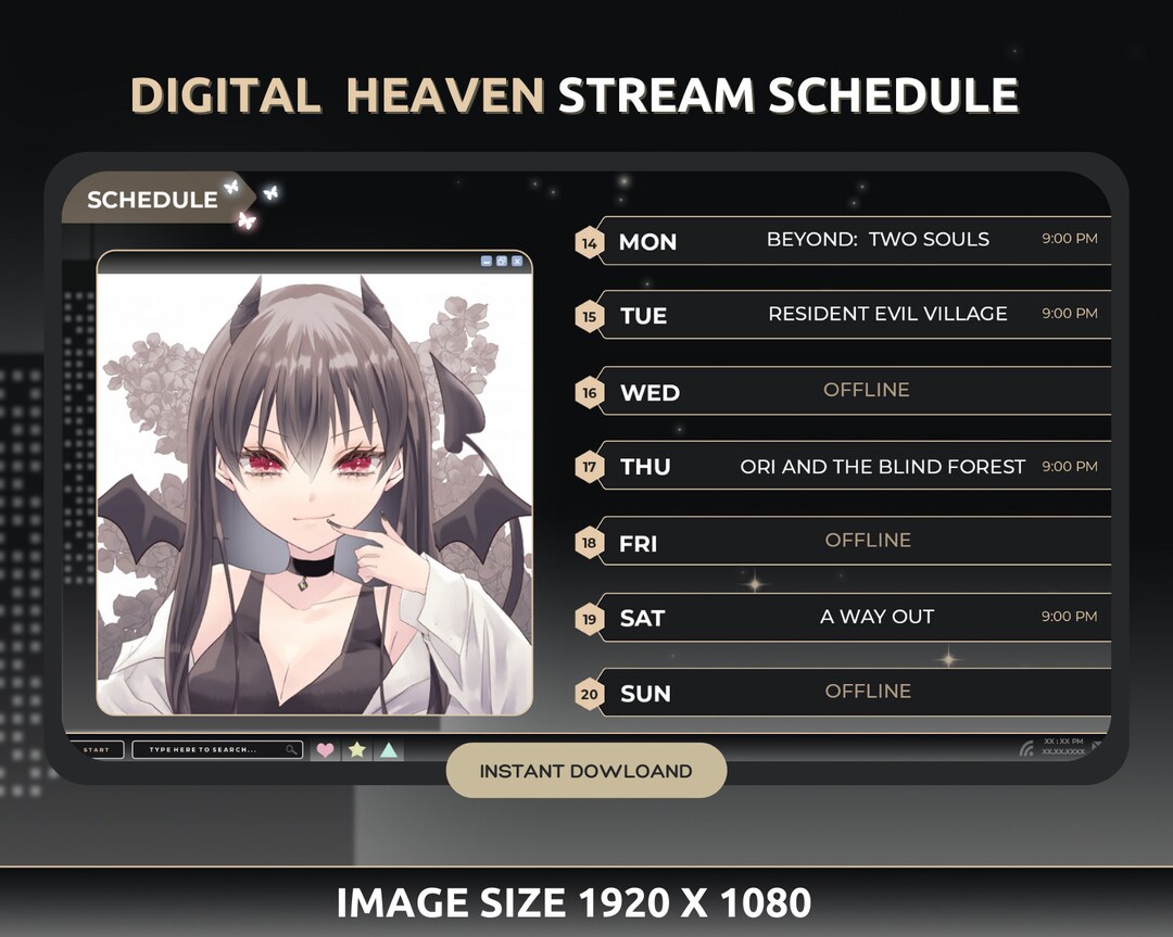 Digital Heaven Twitch Stream Schedule Weekly Template PSD CANVA - Etsy