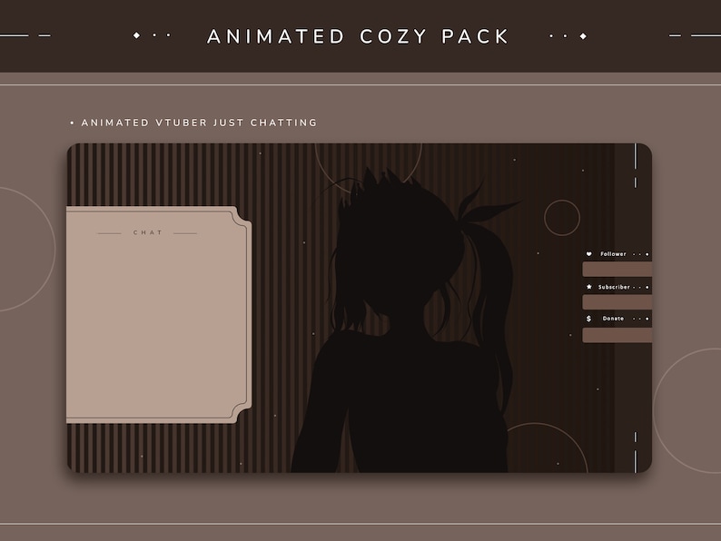 Cozy Animated Stream Pack | Twitch Overlays, Vtuber Just Chatting ...