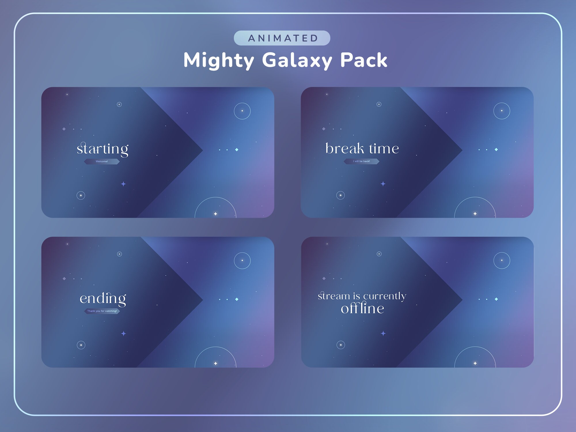 Mighty Galaxy Animated Stream Pack | Twitch Overlays, Vtuber Just ...