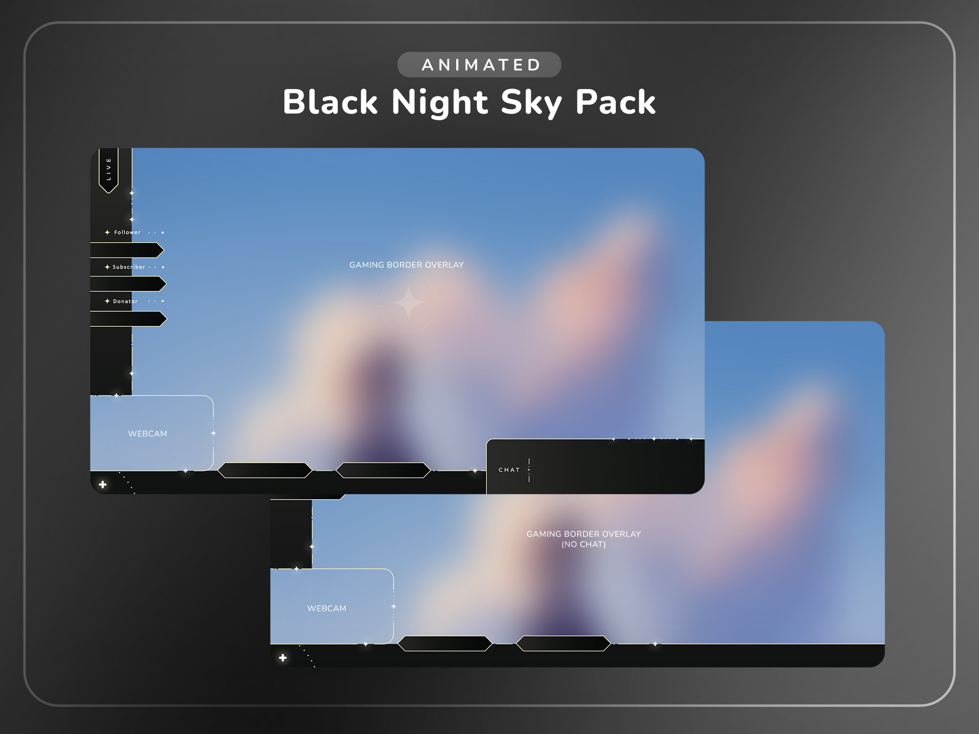 Black Night Sky Animated Stream Pack | Twitch Overlays, Vtuber Just ...