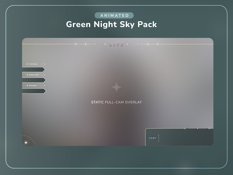 Green Night Sky Animated Stream Pack | Twitch Overlays, Vtuber Just ...
