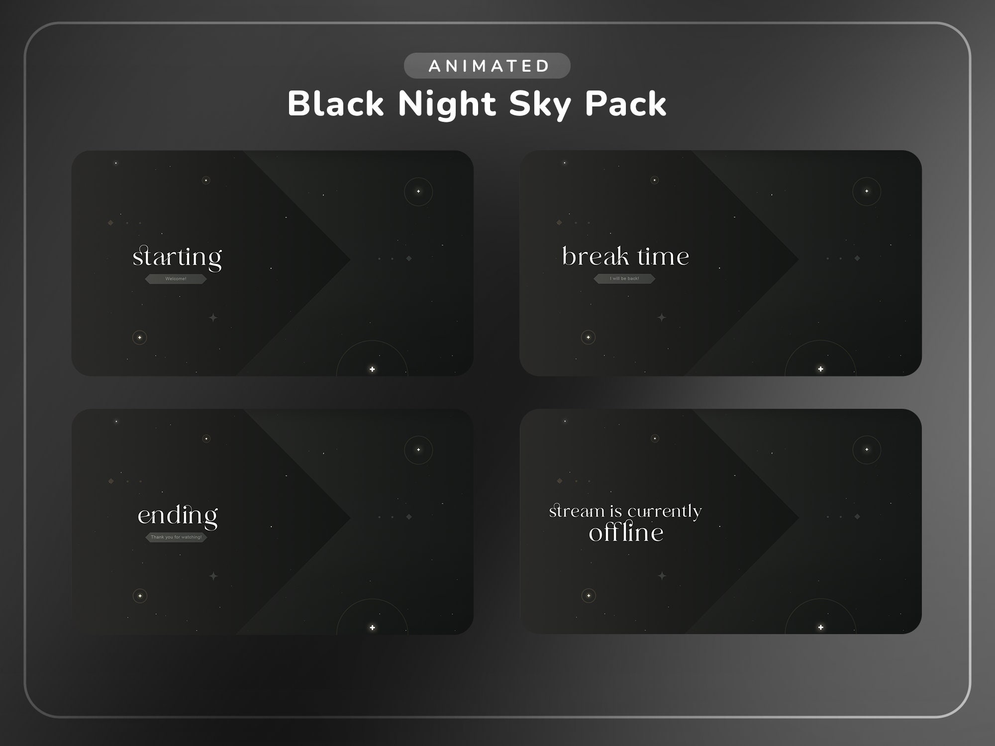 Black Night Sky Animated Stream Pack | Twitch Overlays, Vtuber Just ...