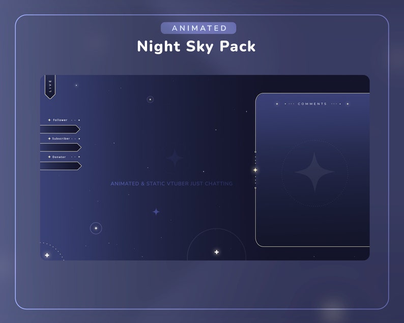 Night Sky Animated Stream Pack | Twitch Overlays, Vtuber Just Chatting ...