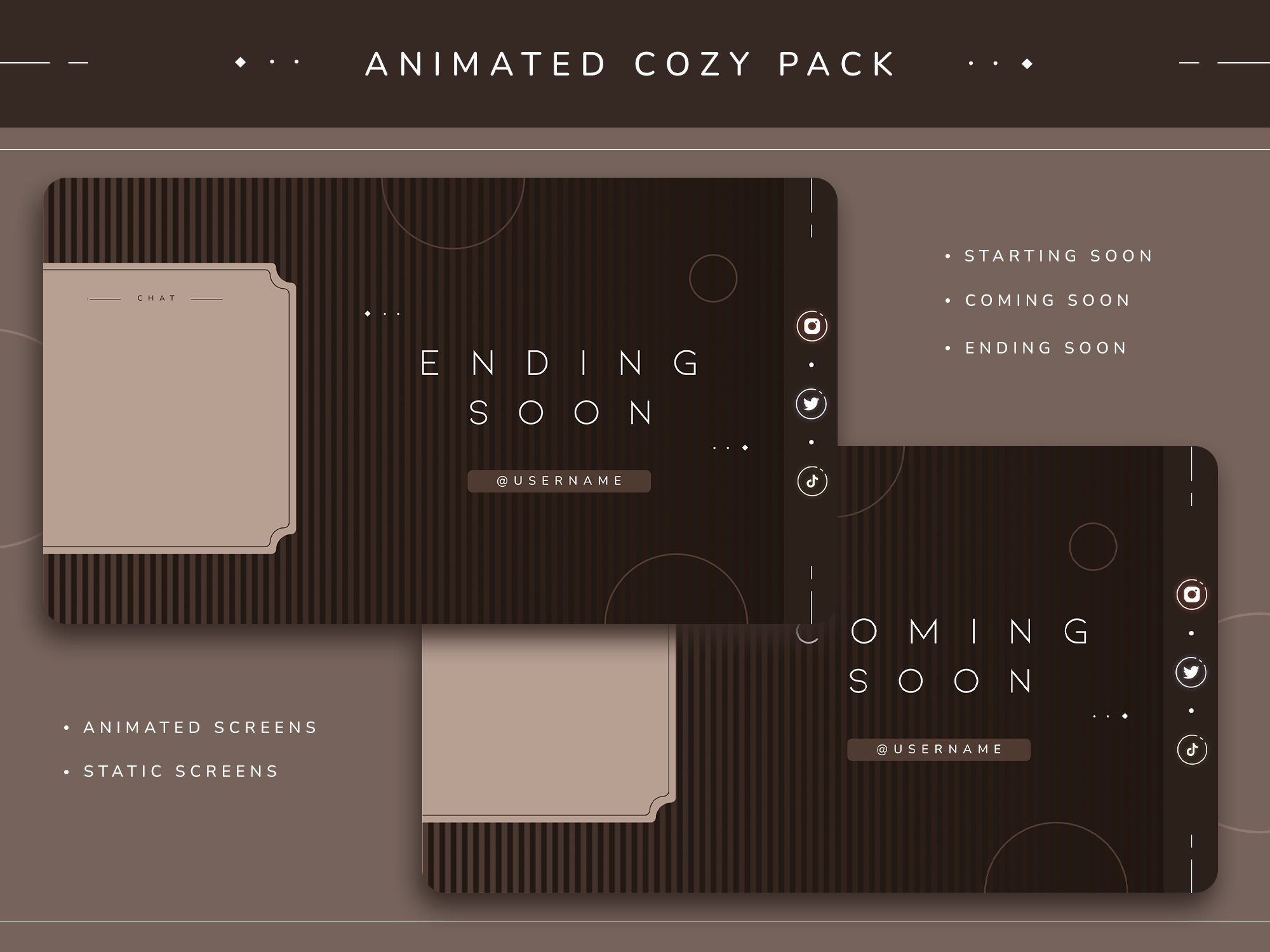 Cozy Animated Stream Pack | Twitch Overlays, Vtuber Just Chatting ...