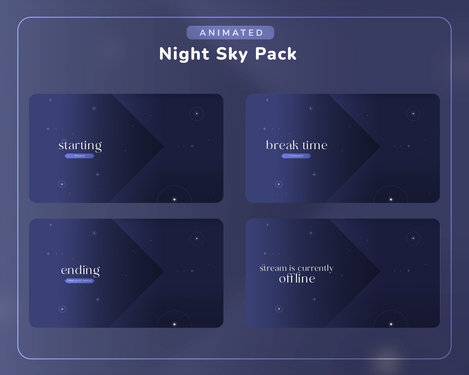 Night Sky Animated Stream Pack | Twitch Overlays, Vtuber Just Chatting ...