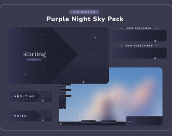Black Night Sky Animated Stream Pack | Twitch Overlays, Vtuber Just ...