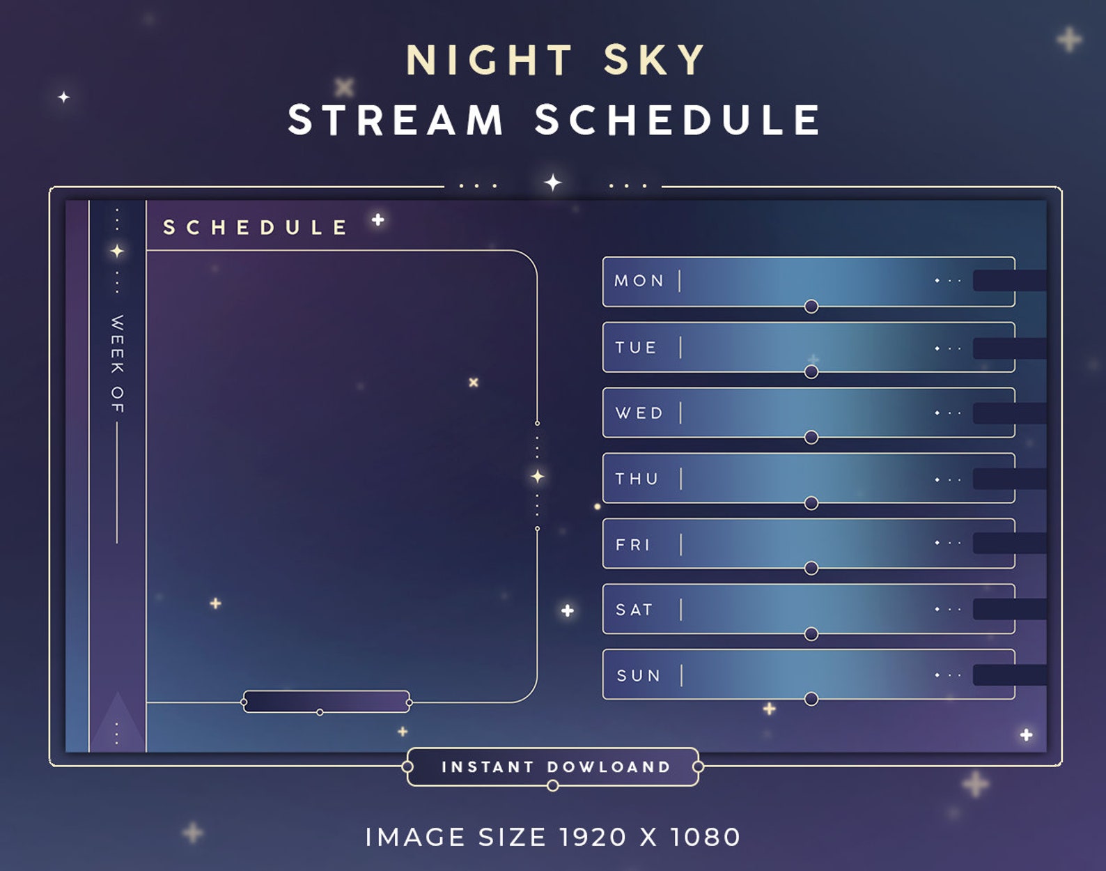 Mighty Galaxy Twitch Stream Schedule Weekly Template PSD CANVA - Etsy