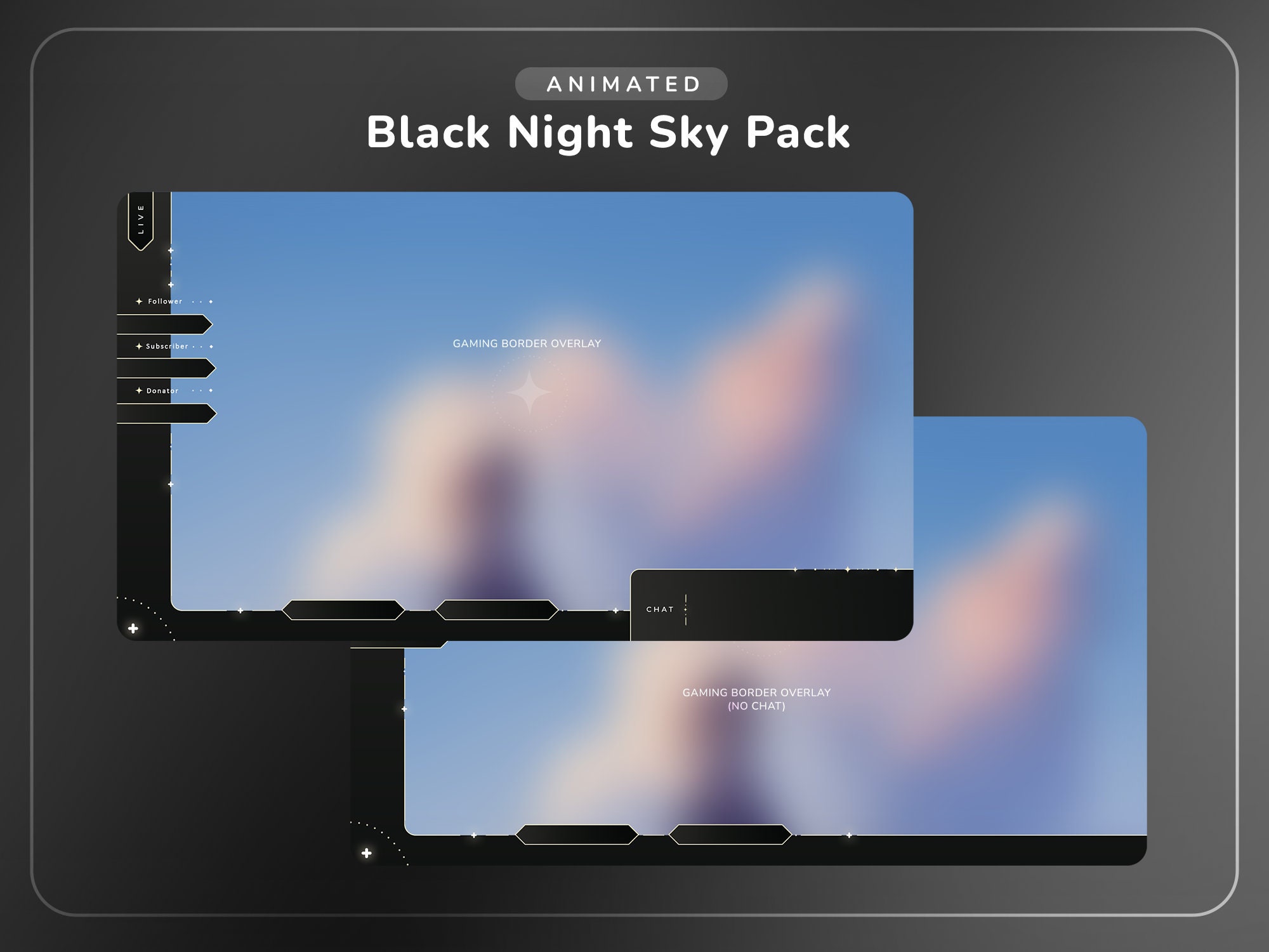 Black Night Sky Animated Stream Pack | Twitch Overlays, Vtuber Just ...