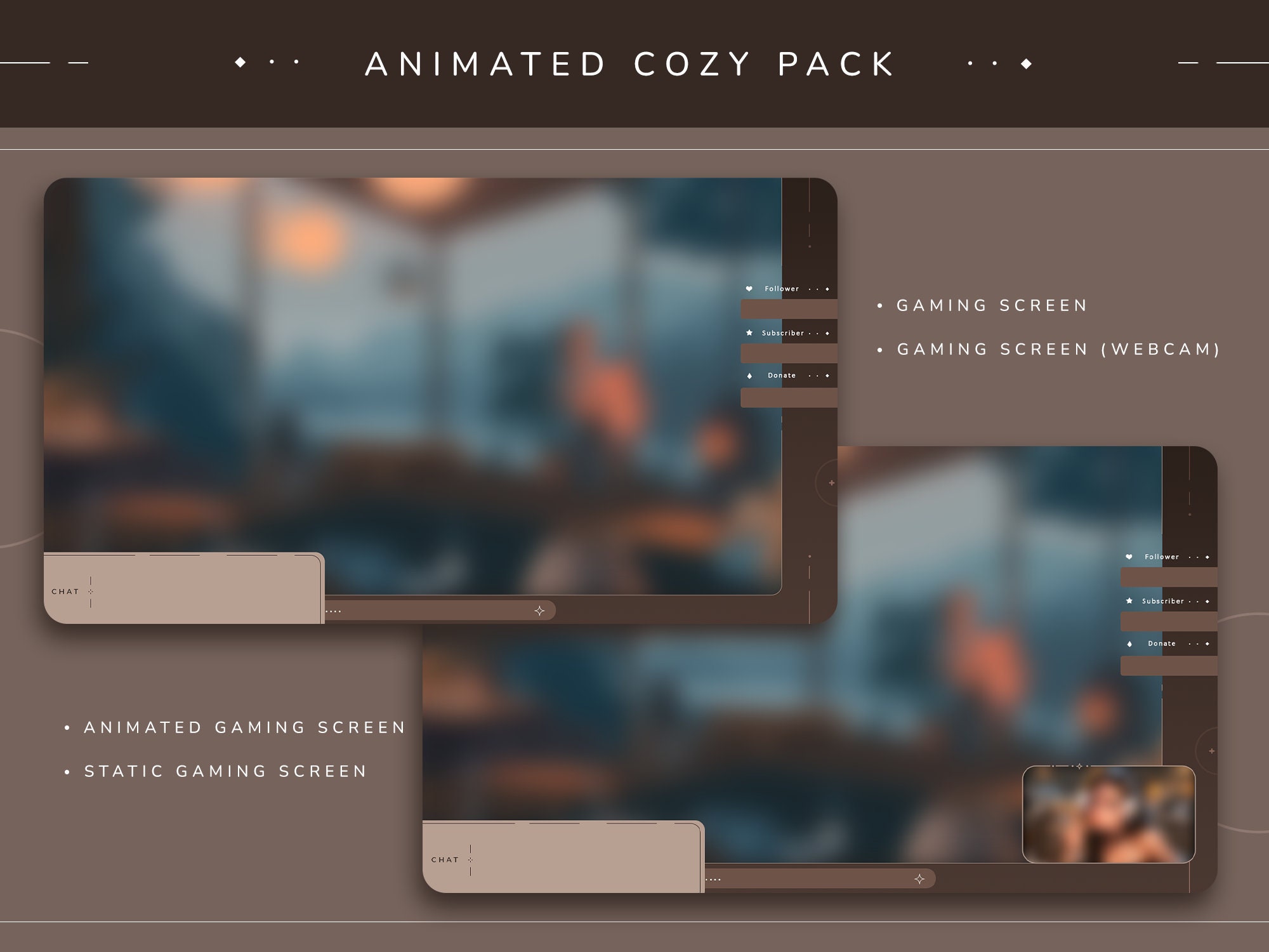 Cozy Animated Stream Pack | Twitch Overlays, Vtuber Just Chatting ...