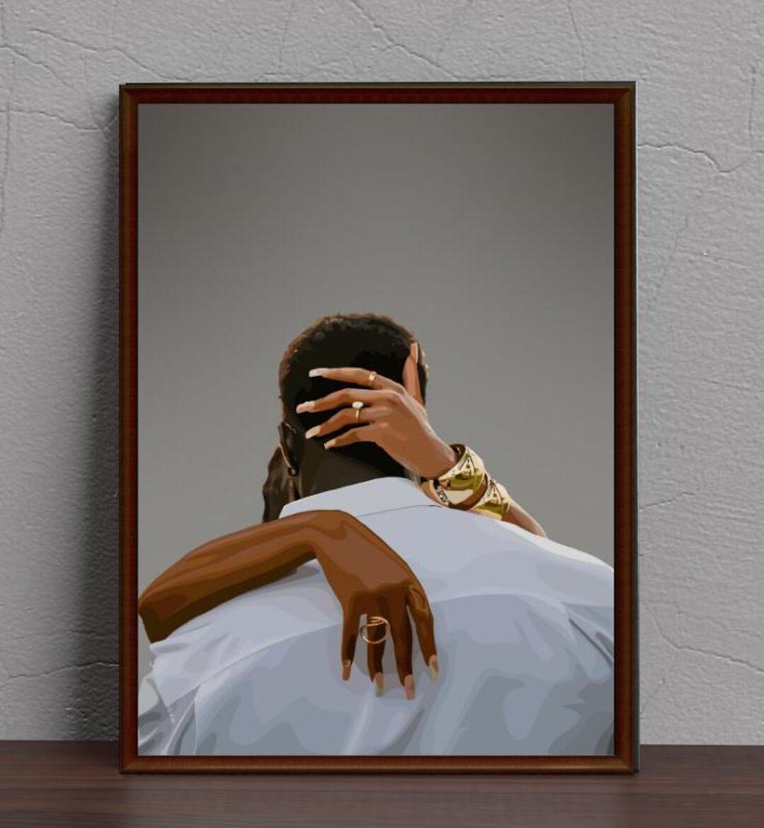 Black Couple Art Physical Poster, Black Love Wall Art, Abstract Art, Black Couple Wall Art ...