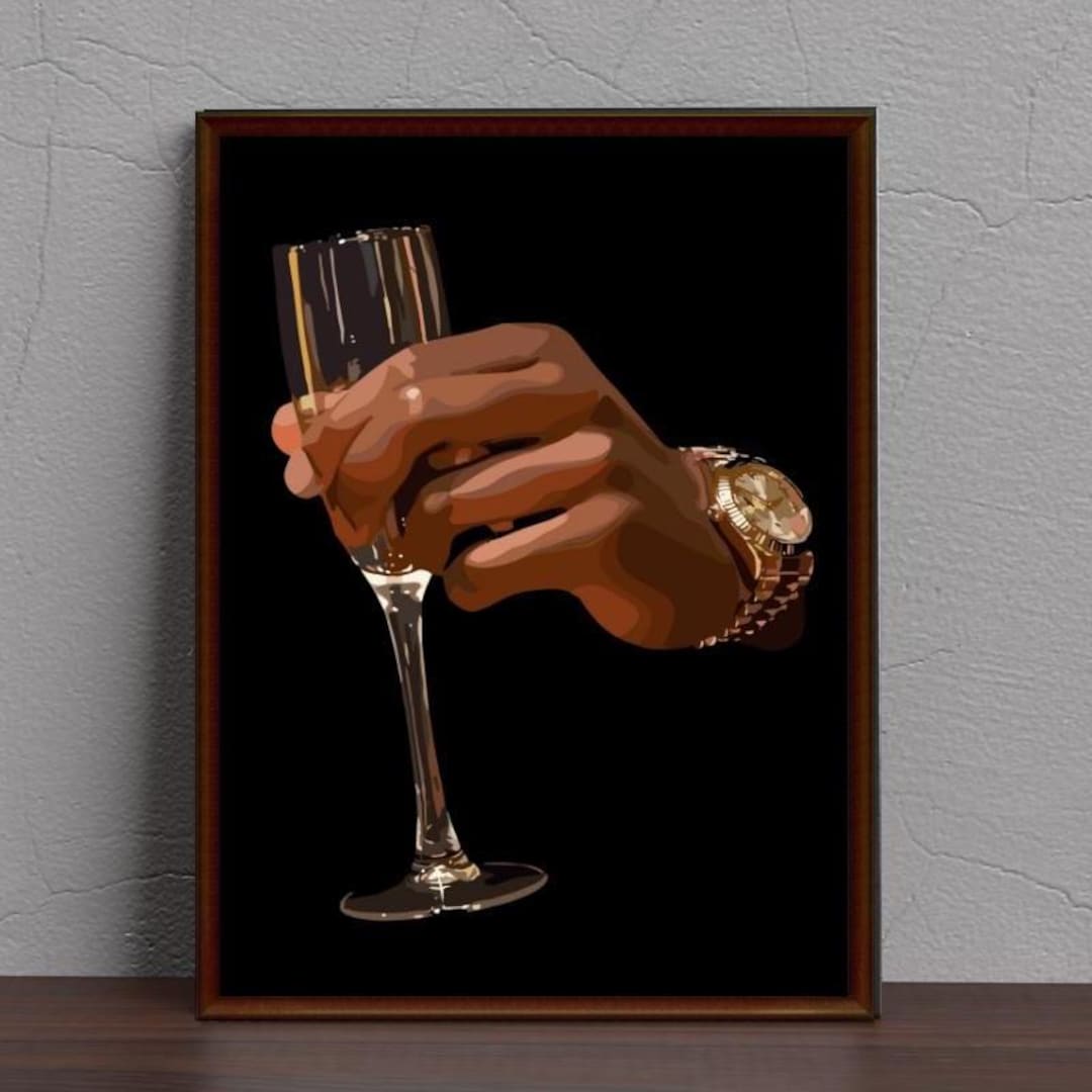 Black Man Drinking Wine Art: Masculine Abstract Print (digital Download ...