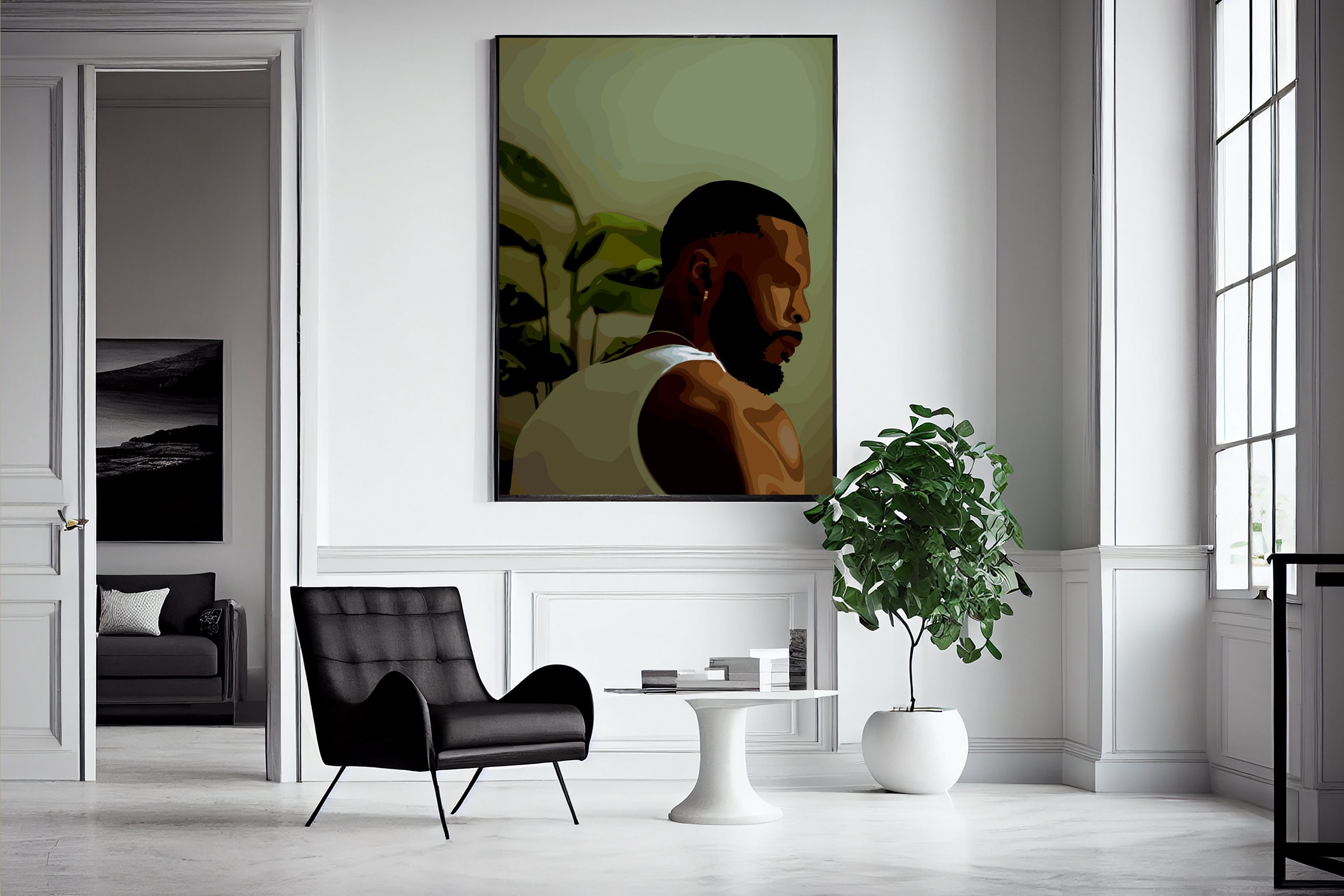 Black Man Art, Urban Art, Black Male Art, African Black Man Art, Black ...