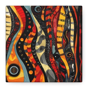 African Tribal Abstract Art Square Canvas Print Afrocentric Geometric ...
