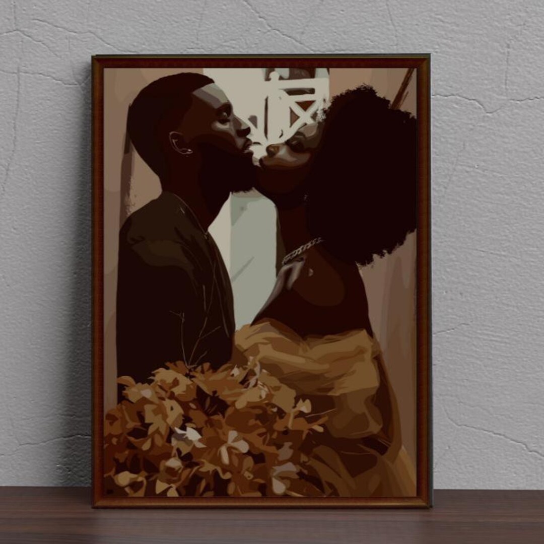 Black Love Wall Art, Romantic Afro Couple Digital Print, Modern Melanin Love Poster, African ...