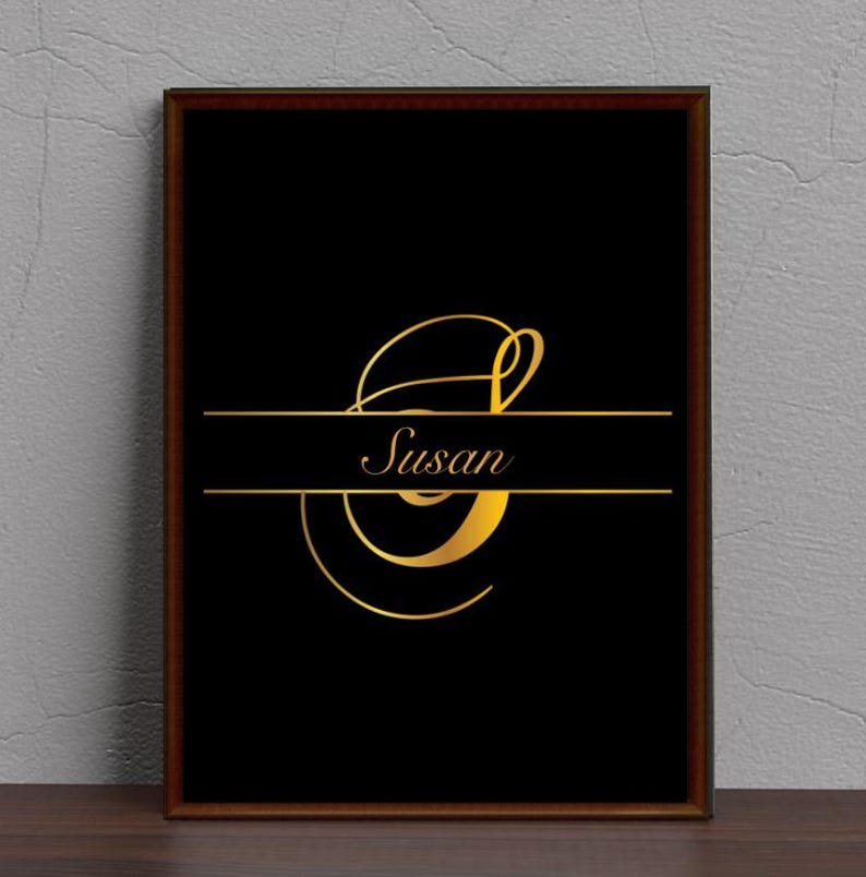 Custom Name Wall Art, Custom Letter Print, Letter Wall Art, Monogram ...