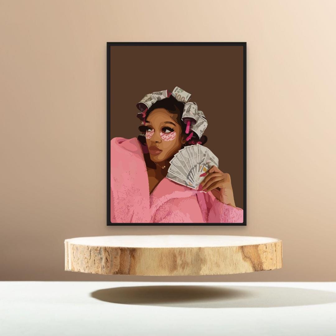 Black Woman Glam Poster: Money & Luxury Afro Art Print - Etsy