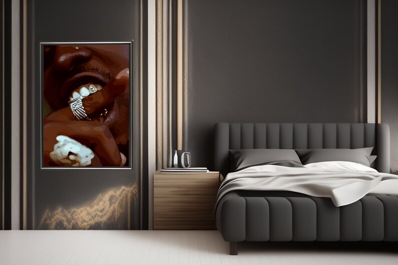 Black Man Gold Grillz Art Print: Urban Fashion Illustration (digital ...