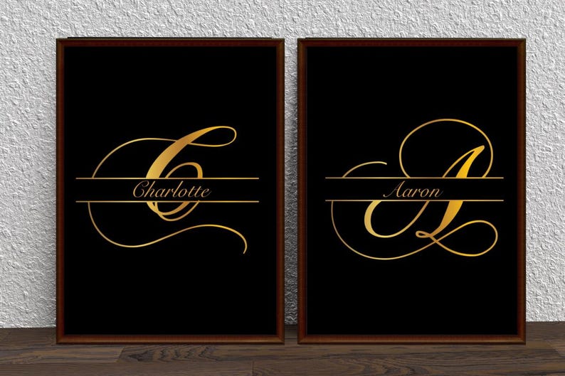 Custom Name Wall Art, Custom Letter Print, Letter Wall Art, Monogram ...