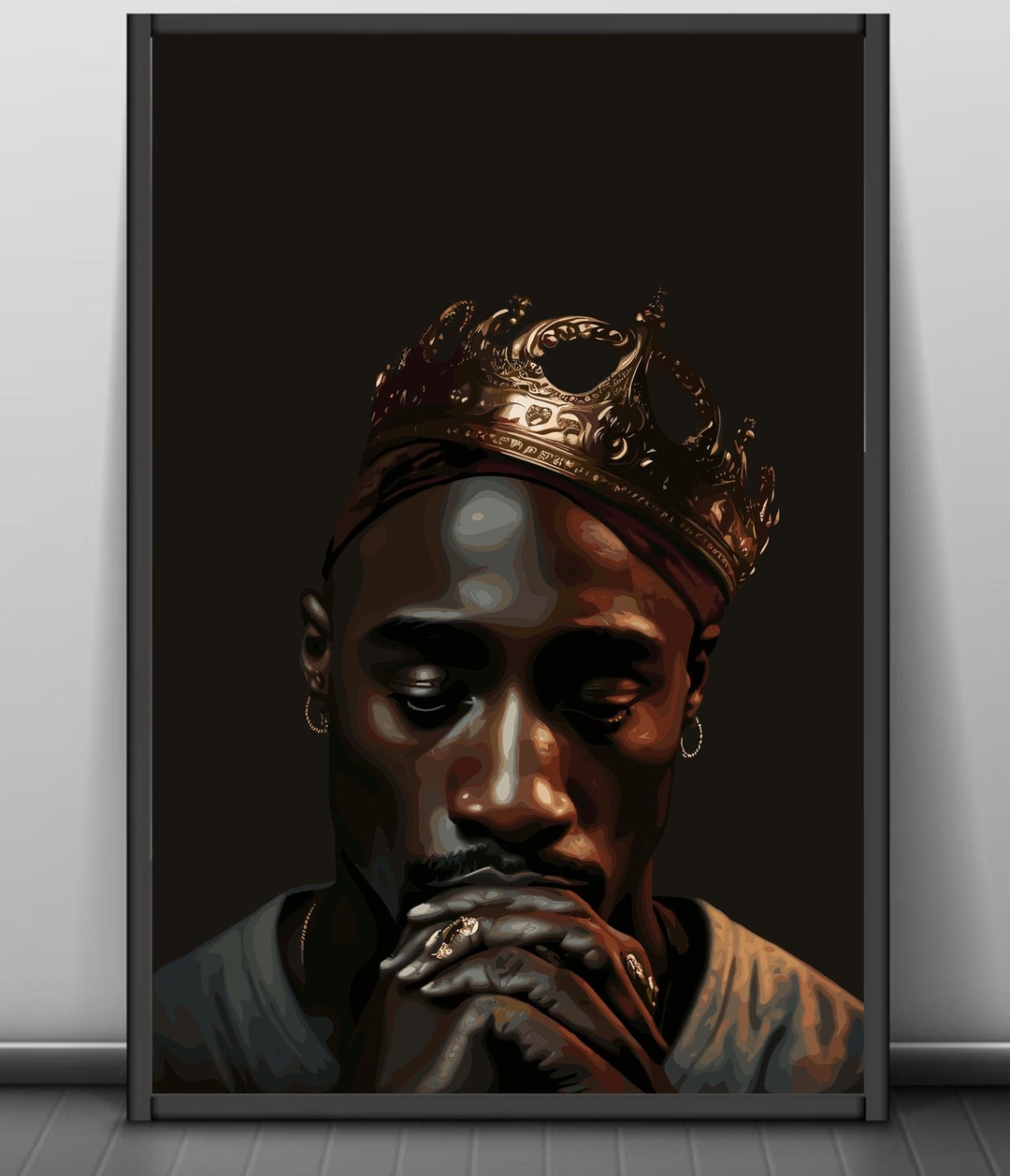 Black King Wall Art, Black Man Art, Urban Art, Black Male Art, Black ...