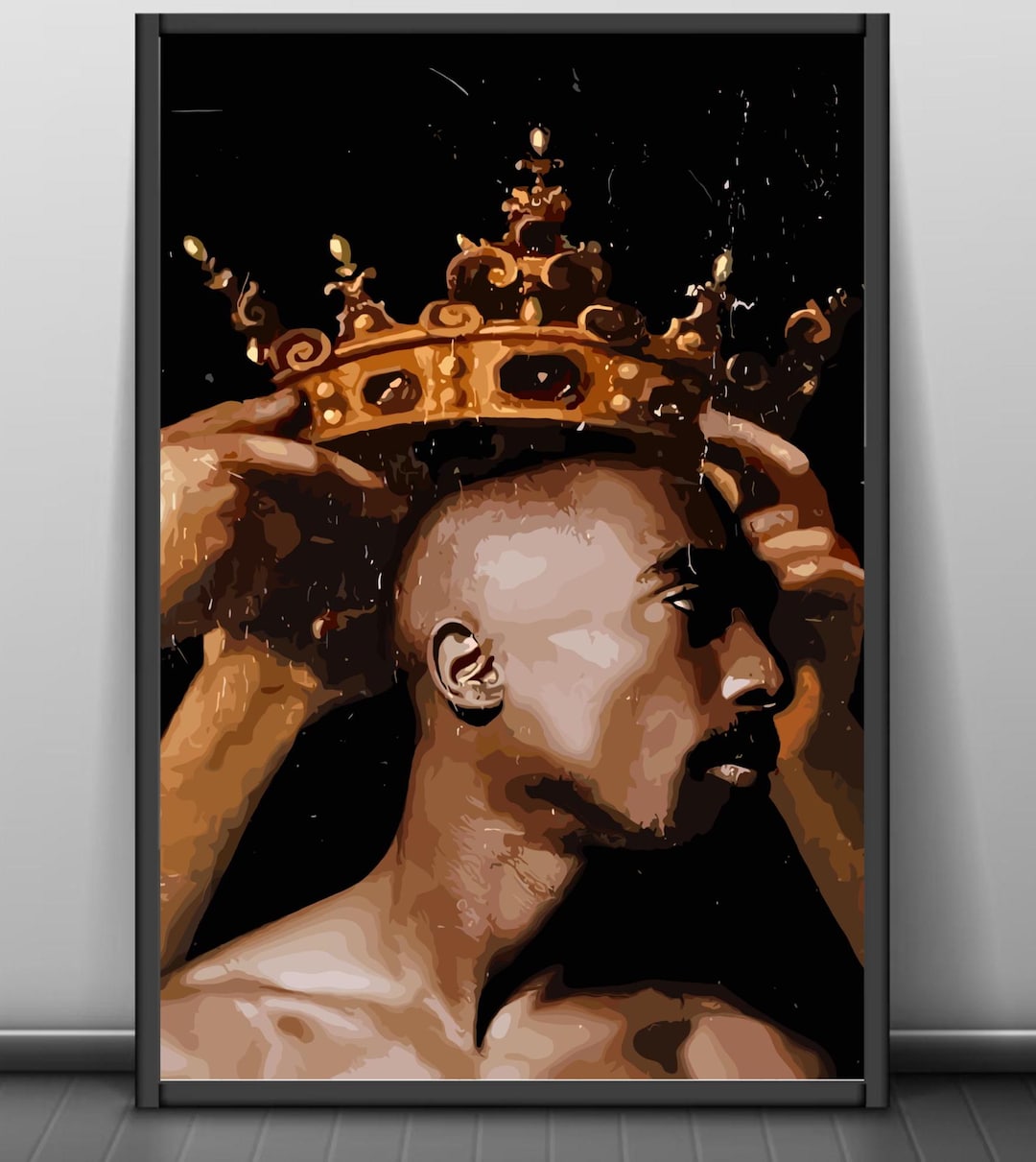 Black King Wall Art, Black Man Art, Urban Art, Black Male Art, Black ...