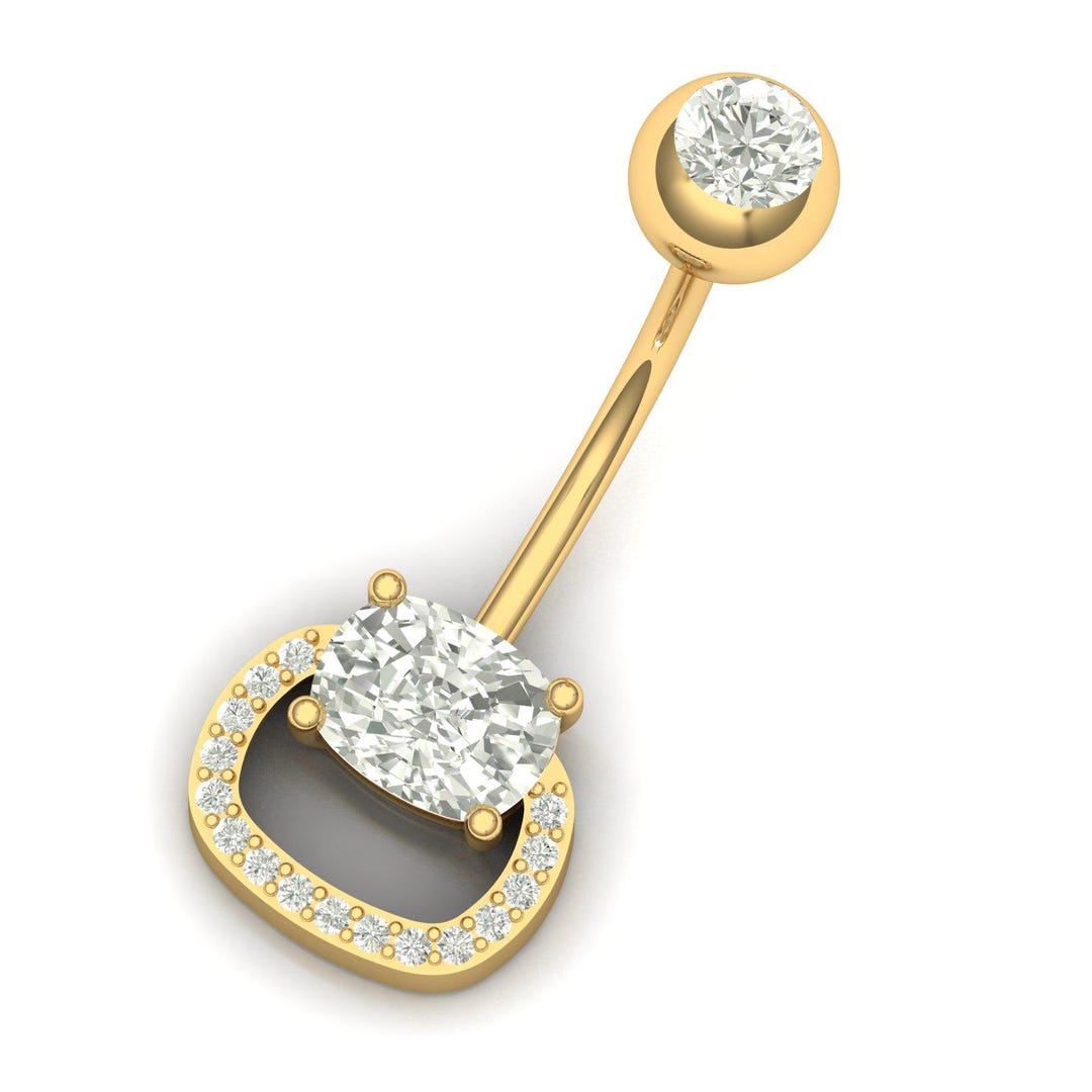14K Gold Navel Piercing Small Gold Belly Rings Simple Diamond Belly ...