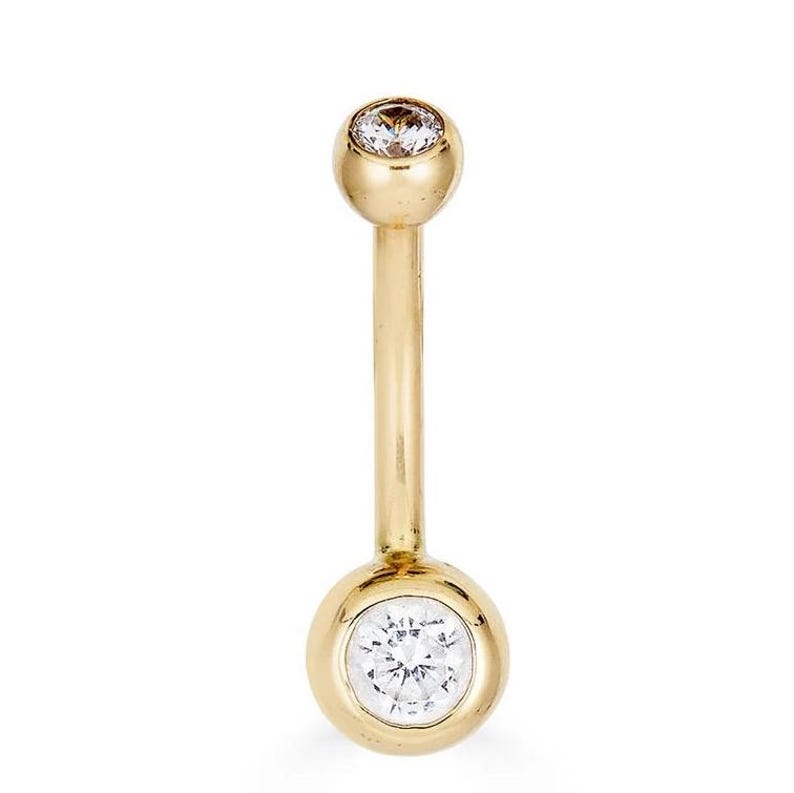 Naval Piercing 14K Gold Navel Piercing Barbell, Diamond Belly Button ...