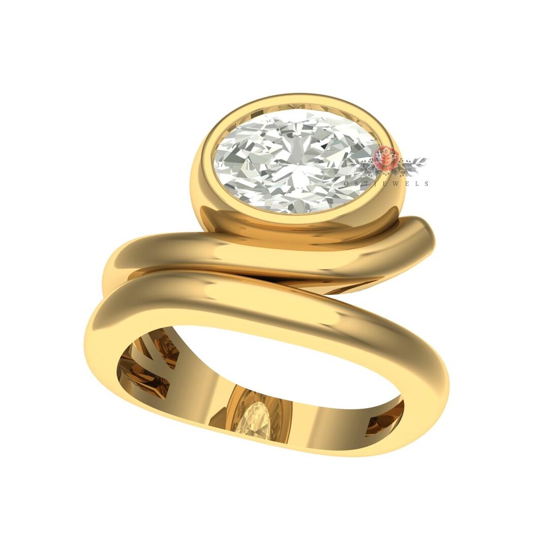Twisted Diamond Ring Overlapping Band Design Double Looped Engagement ...