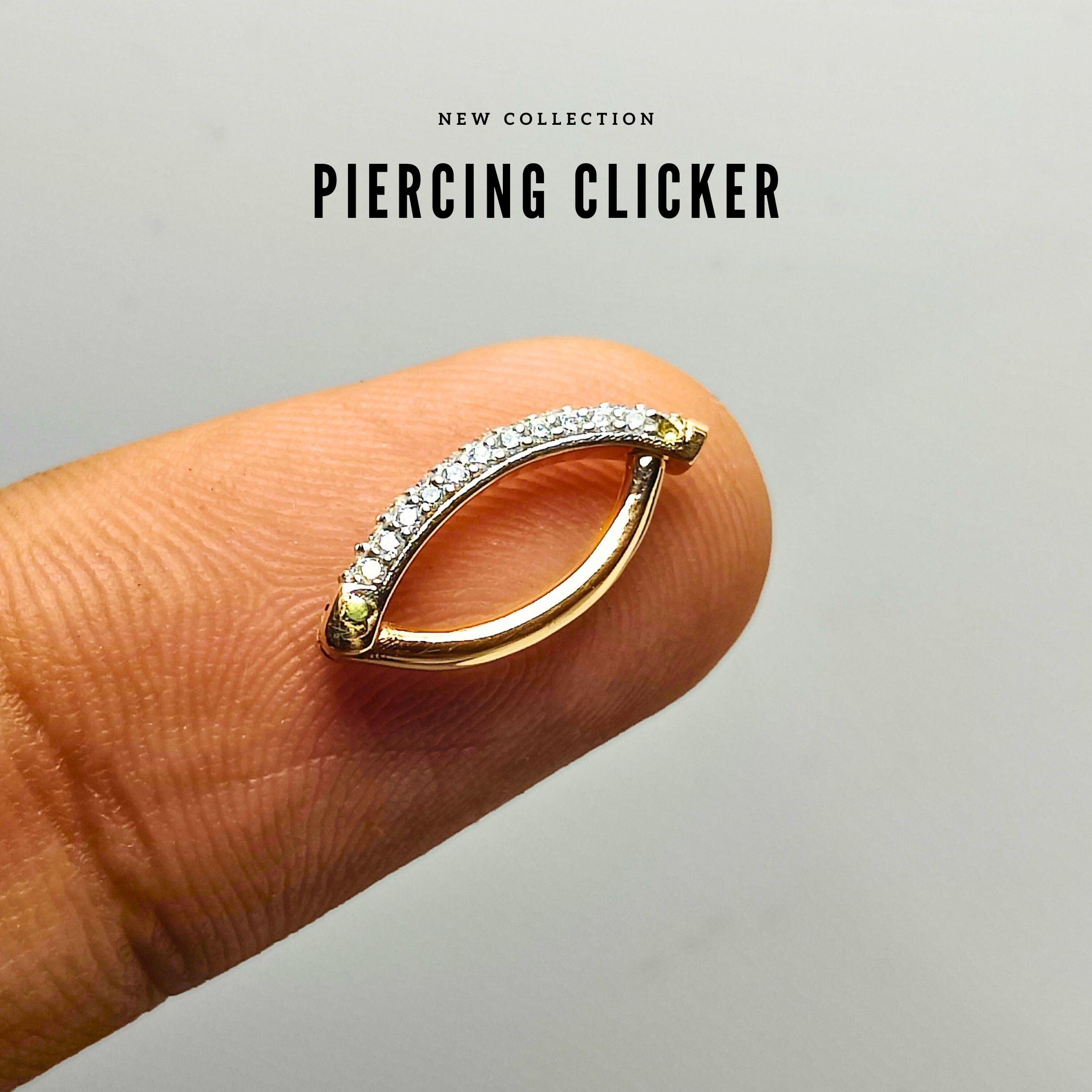 14k Gold Diamond Belly Button Piercing Clicker Belly Button Navel Ring ...