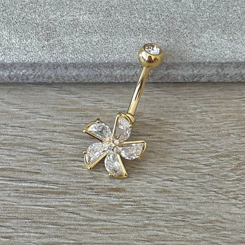Navel Piercing Threaded Belly Button Piercing Ring 14K Gold Belly ...
