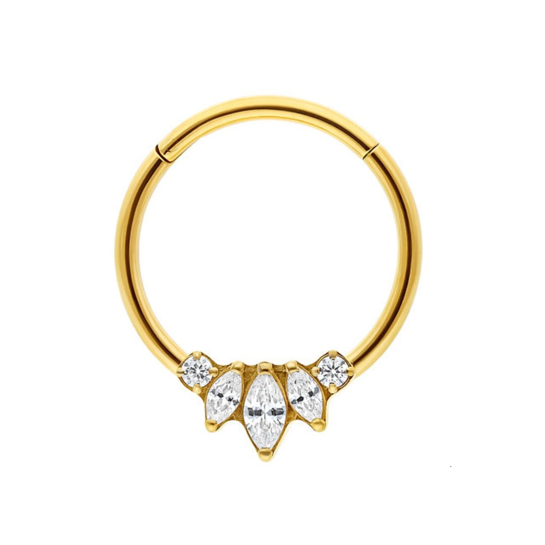 Septum Diamond Ring ,daith Hoop Gold Ring,moissanite Diamond Daith ...