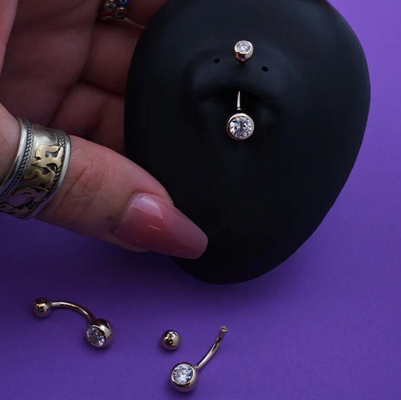 Internally Threaded Belly Button Ring Circle Belly Button Ring 14K ...