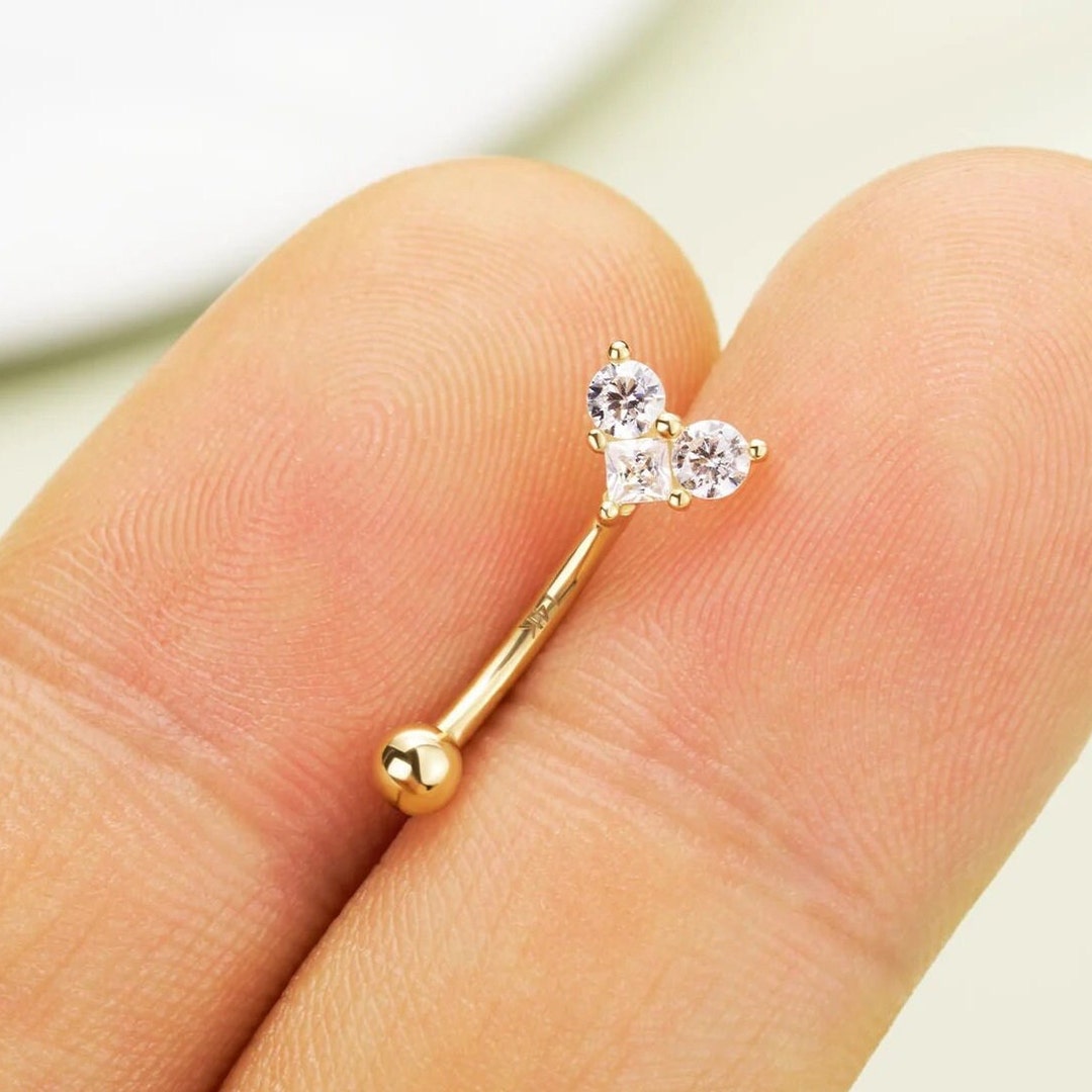 Heart Shape Piercing Western Naval Piercing 14K Solid Yellowbelly ...