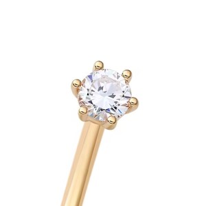 Naval Piercing 14K Solid Gold Moissanite Diamond Floating Navel ...