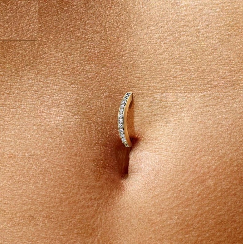 Naval Piercing Belly Clicker Ring for Navel Piercing | Gold Diamond ...