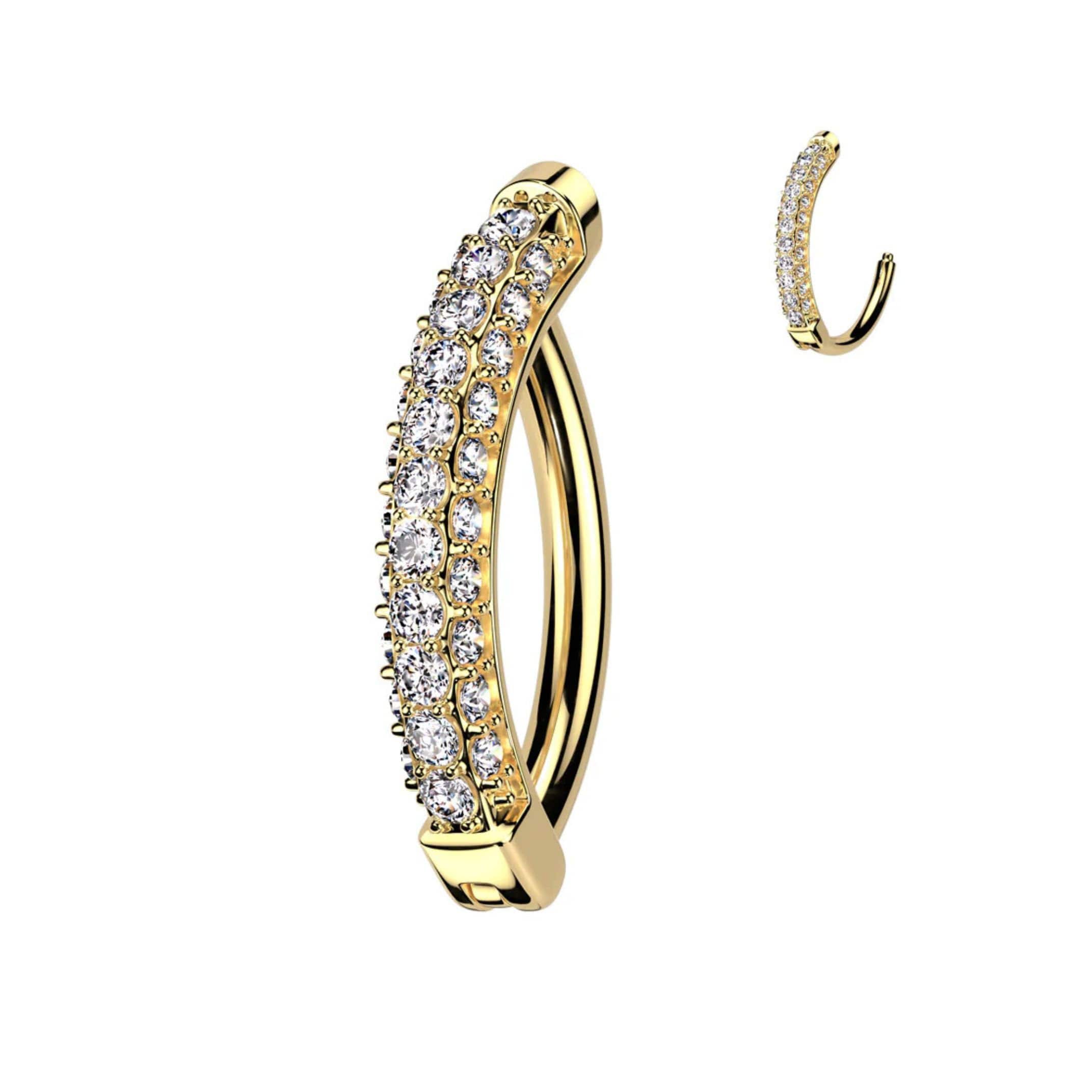 14k Gold Diamond Belly Button Piercing Clicker Belly Button Navel Ring ...