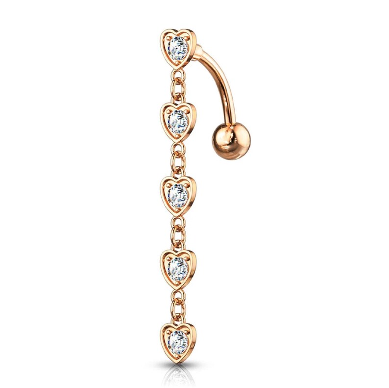 14K Solid Gold Belly Button Ring With Moissanite Diamond Hearts,multi ...