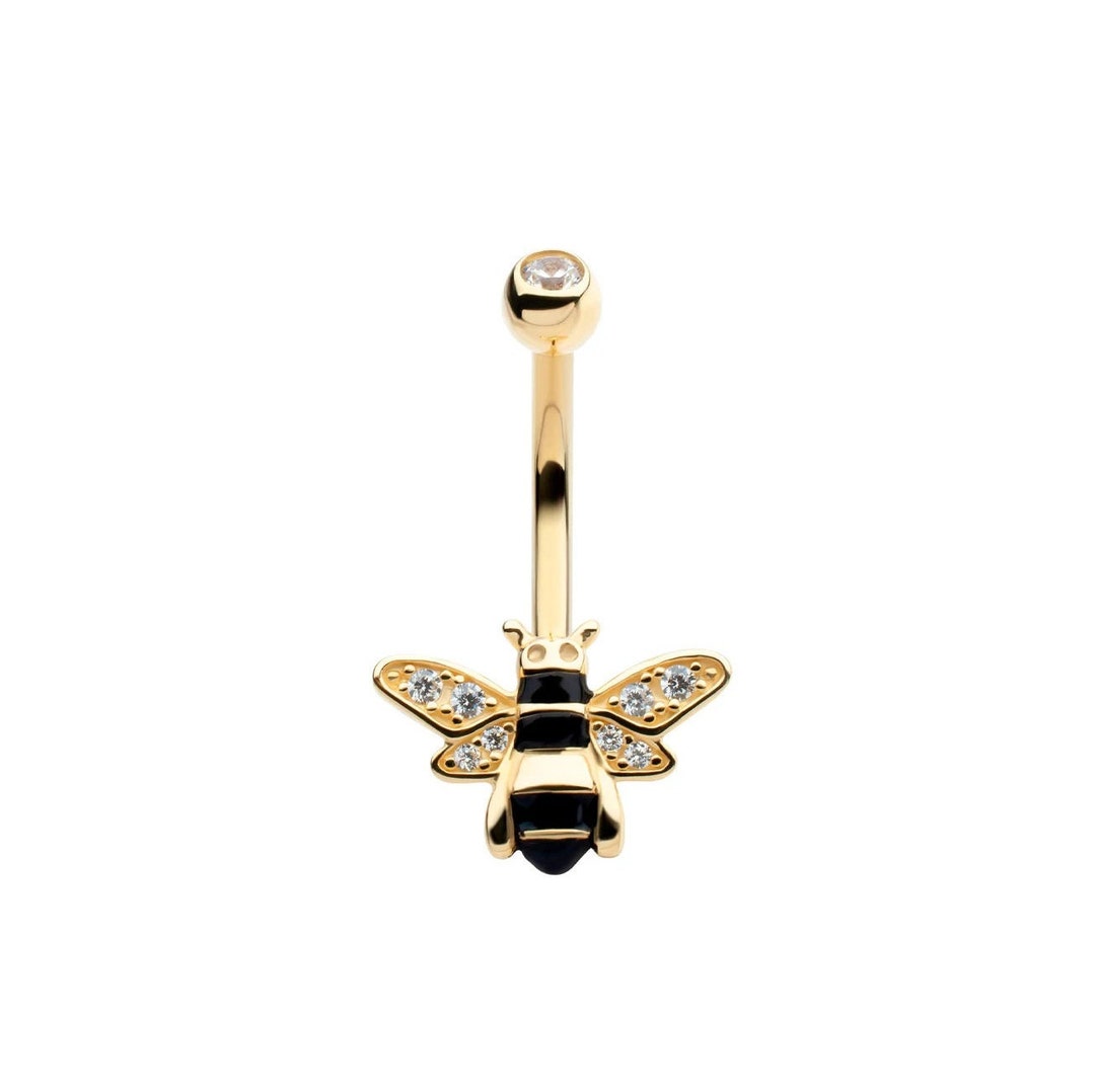 14K Solid Gold Belly Ring,moissanite Diamond Naval Ring Curved ...