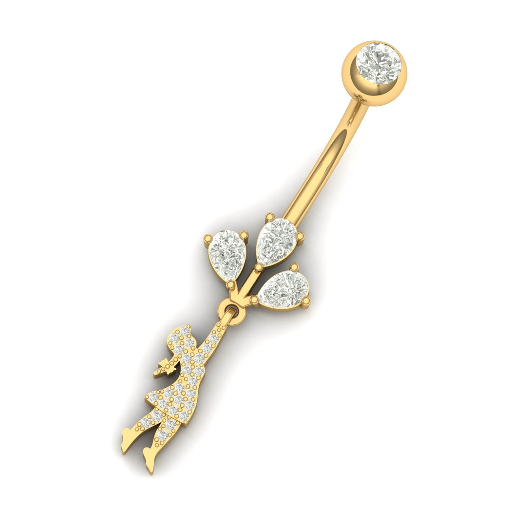 Babydoll Naval Button Ring Jewelry Piercing,14k Gold Belly Ring Jewelry ...