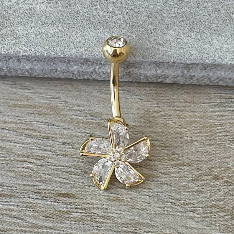 Navel Piercing Threaded Belly Button Piercing Ring 14K Gold Belly ...