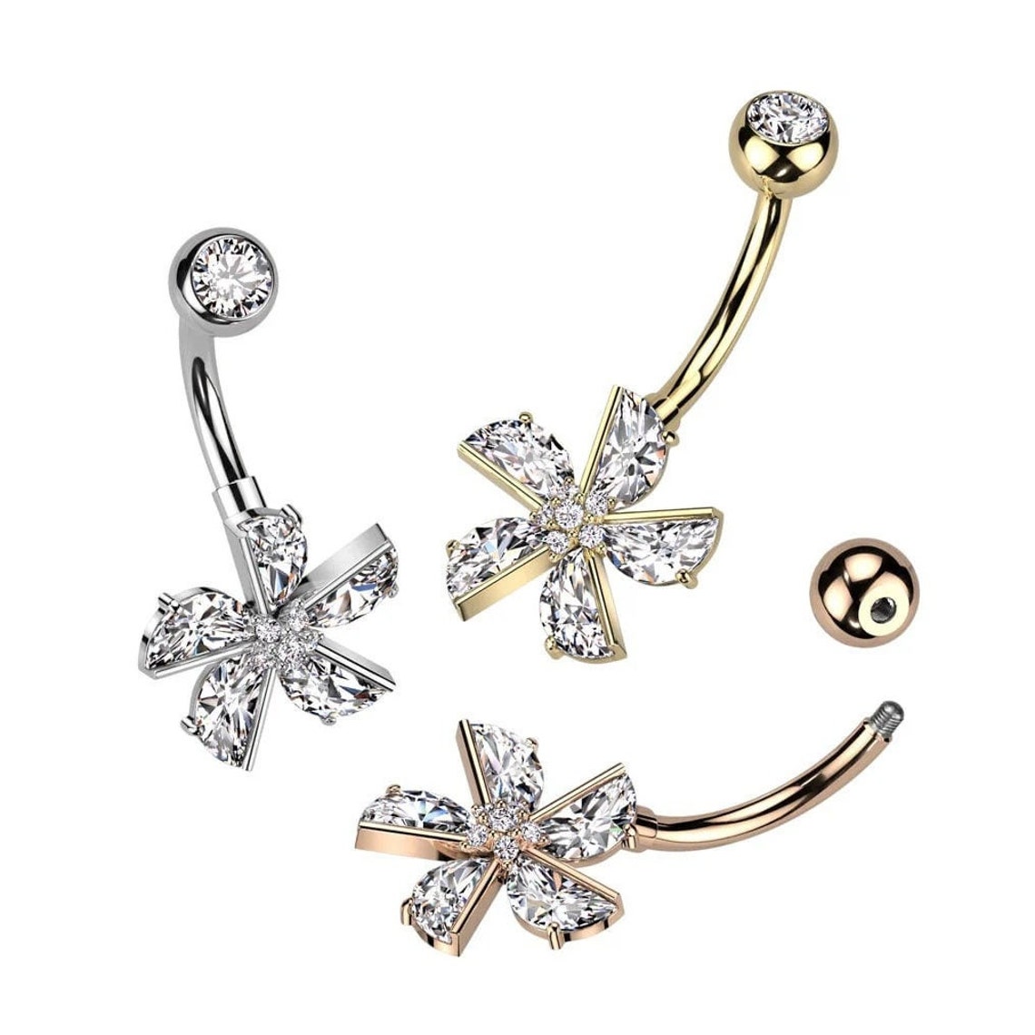 Navel Piercing Threaded Belly Button Piercing Ring 14K Gold Belly ...