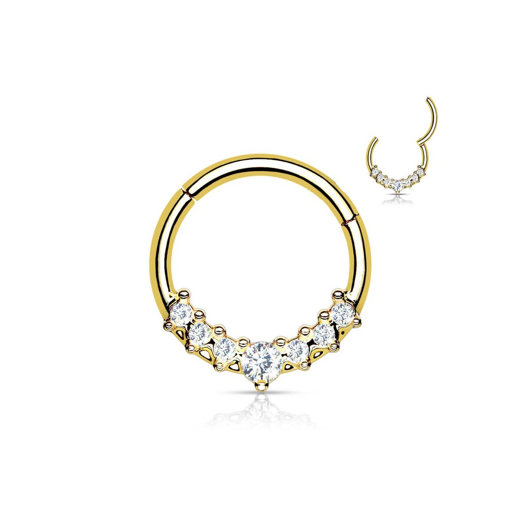7mm Daith Ring - Solid Gold Lip Ring - Gold Filled Daith - Spike Septum ...