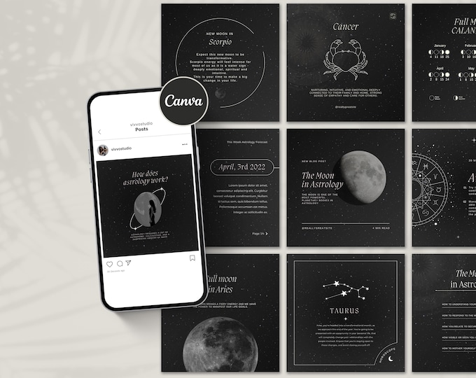 120 Astrology Instagram Post & Story Templates | Spiritual | Zodiac ...