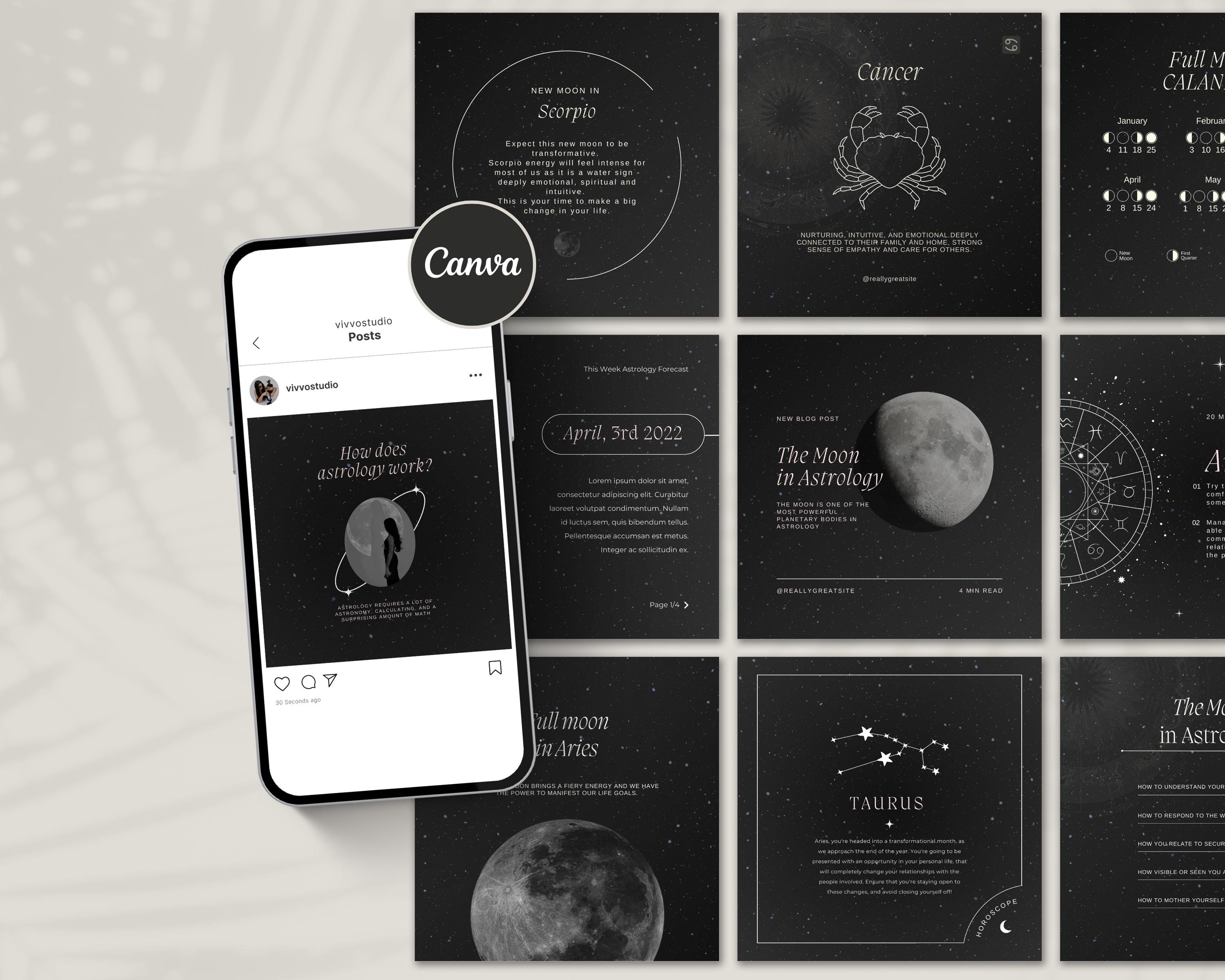 120 Astrology Instagram Post & Story Templates | Spiritual | Zodiac ...