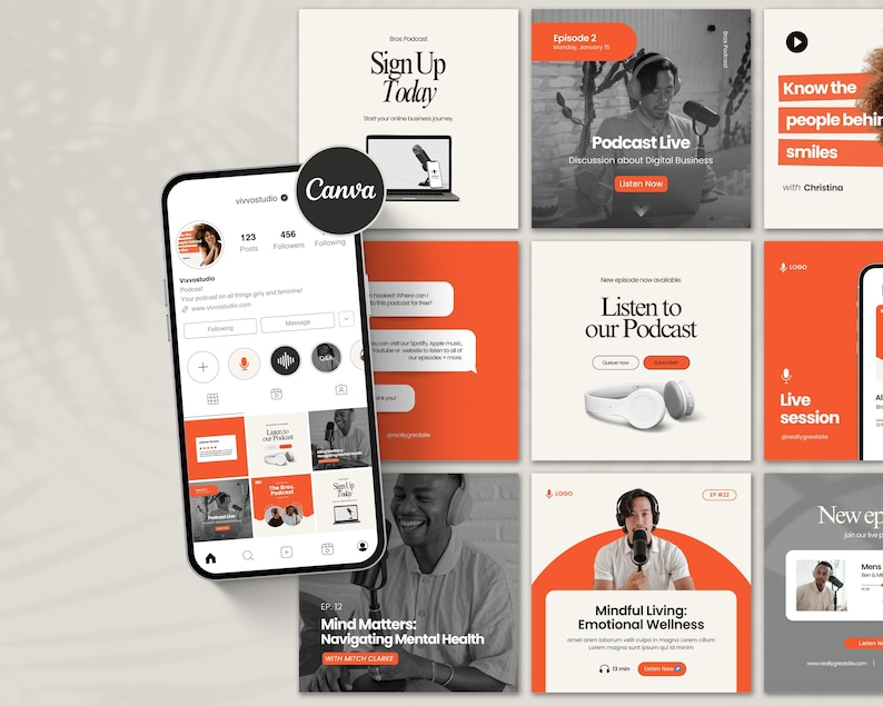 100 Podcast Instagram Post & Story Templates | Podcast | Podcast ...