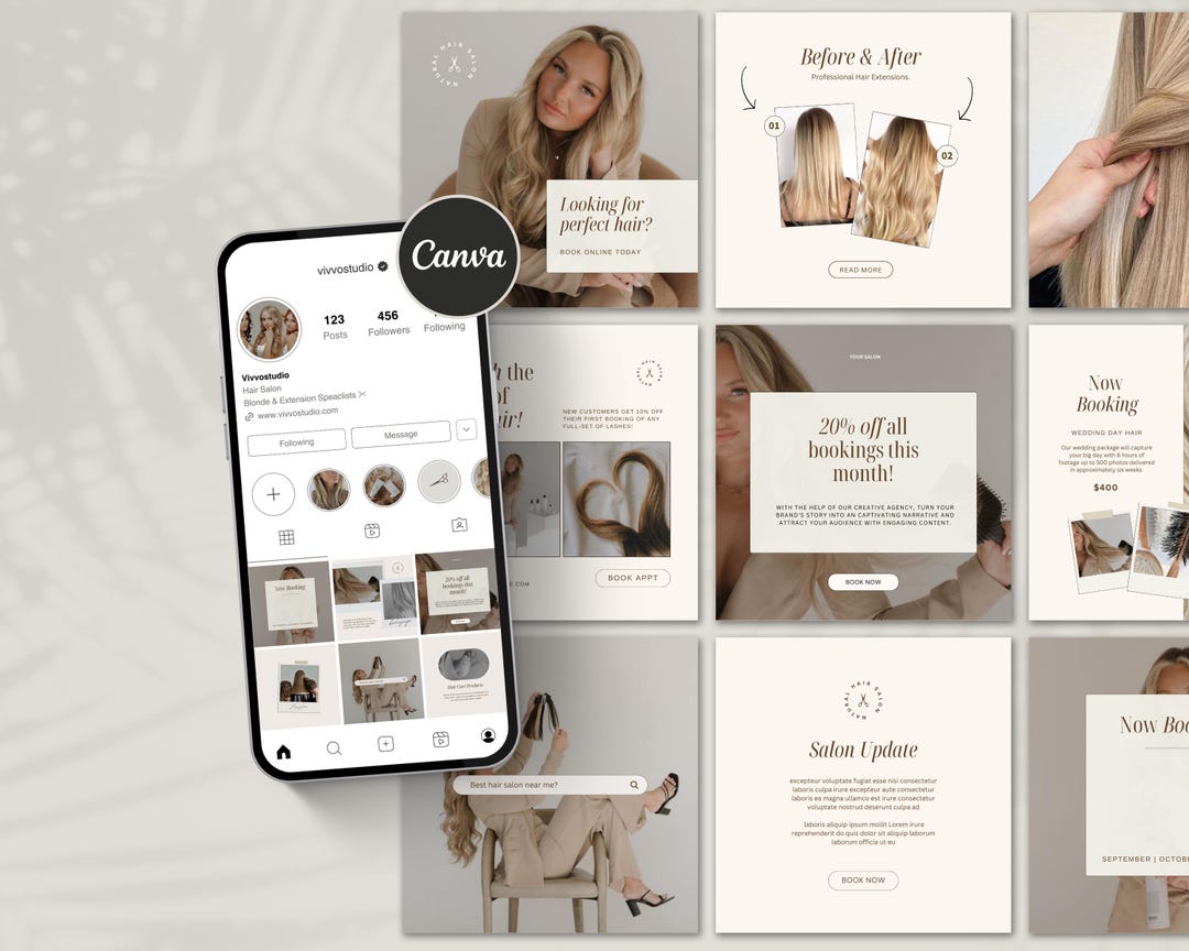 120 Aesthetic Hair Dresser/hair Salon Instagram Post & Story Templates ...