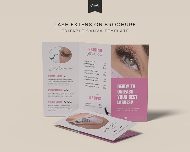 Lash Extension Trifold Brochure Template | Editable Template | Canva ...
